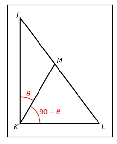 Angle JKL is a right angle. If line segment KM cut the angle JKL in two ...