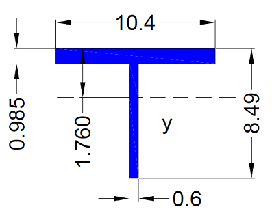 WT8\times 50 structure steel T section see Appendix is loaded and shown ...