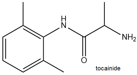 Give two examples of atoms/molecules from tocainide that can bind ...
