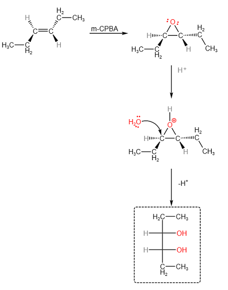 Trans-3-Hexene is treated with meta-chloroperoxybenzoic acid (m-CPBA ...
