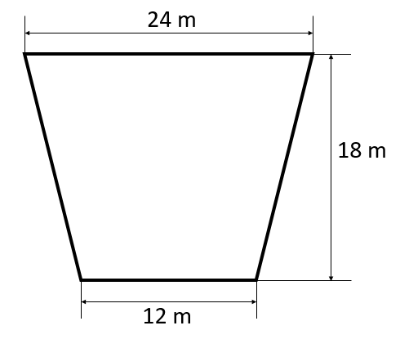The figure below shows the shape and dimensions of a small dam ...