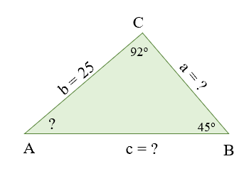 Use the Law of Sines to solve the triangle. Round your answers to two ...