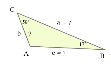 In triangle ABC, we are told that a = 7, angle B = 17 degrees, and ...