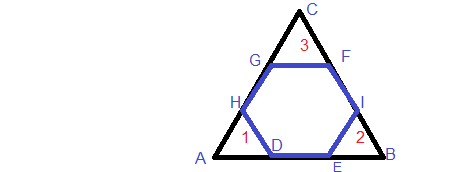 A regular hexagon is made from equilateral triangle by cutting along ...