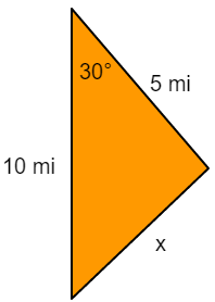 A boat travels due north for 10 miles. Then it turns and goes 5 miles ...