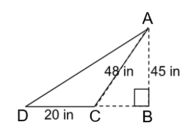 Find the area of a triangle with two side lengths 20 in and 48 in as ...