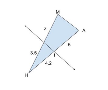The line segment MA is parallel to the line t in the figure below. Find ...