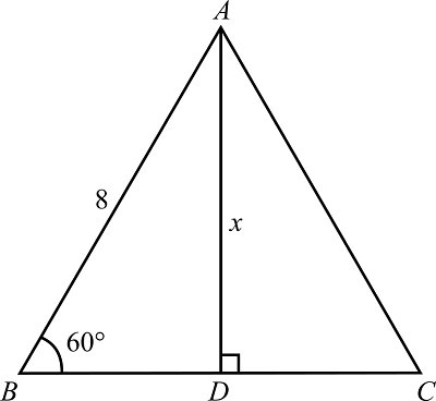 Find the length of x using the below diagram. | Homework.Study.com