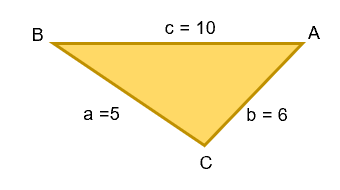 A triangle has three sides that measure 5, 6, and 10. Determine the ...