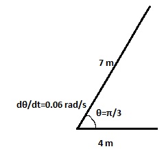 Two sides of a triangle are 4 m and 7 m in length and the angle between ...