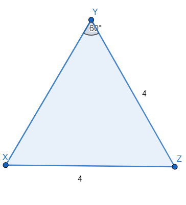 Construct a \triangle XYZ where YZ = 4 cm, ZX = 4 cm, YX = 5 cm \text ...