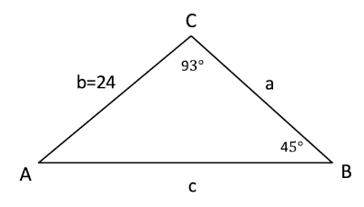Use the Law of Sines to solve the triangle for A, a, and c. Round your ...