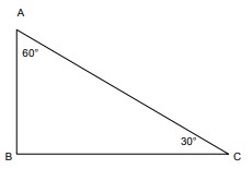 In right triangle ABC shown below, measure of angle A = 60 degrees ...