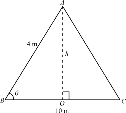 Two sides of a triangle are 4 m and 10 m in length and the angle ...