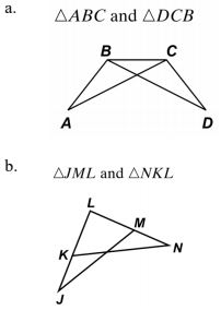 Separate and redraw the indicated triangles in the image below ...