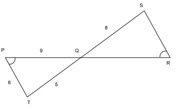 In the diagram below, PR and ST intersect at such that angle QPT is ...