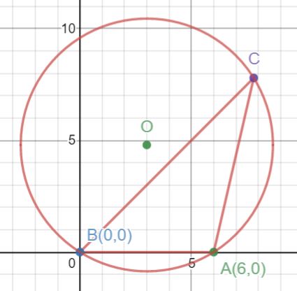 Points A,B, and C are on a circle such that angle { ABC = 45^o }, AB ...