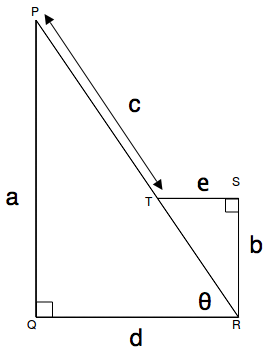 The lines a and b are parallel lines of length 5 and 2. The lines d and ...