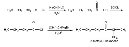 How could you convert butanenitrile into the following compounds? Write ...