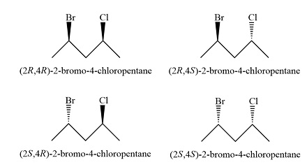 Label the two stereogenic centers in the given compound and draw all ...