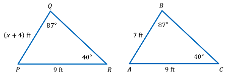 Given the two triangles below, answer the following questions. a. Solve ...