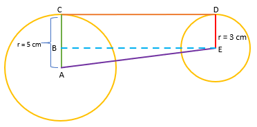 The length of the radius of two circles are 5 cm and 3 cm. The distance ...