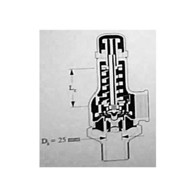 A spring controls the pressure at which this pressure relief valve will ...