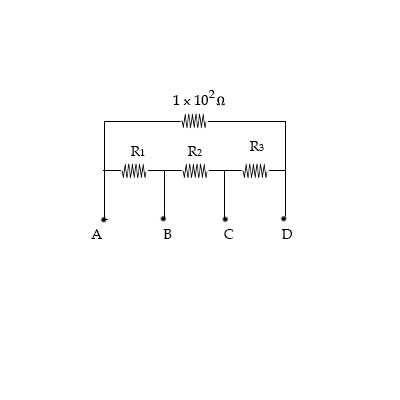 In the Figure below, R_1 = 0.100 \ \Omega, R_2 = 1.00 \ \Omega and R_3 ...