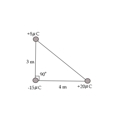 Determine the electric potential energy for the array of three charges ...