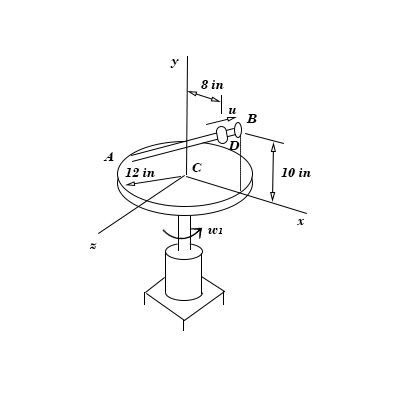Rod AB is welded to the 12\ in. radius plate which rotates at the ...