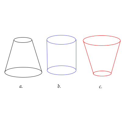 All of the containers shown below have the same height and hold the ...