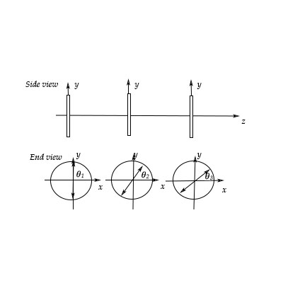 An unpolarized beam of intensity I_o = 390 W/m^2 travels in the ...