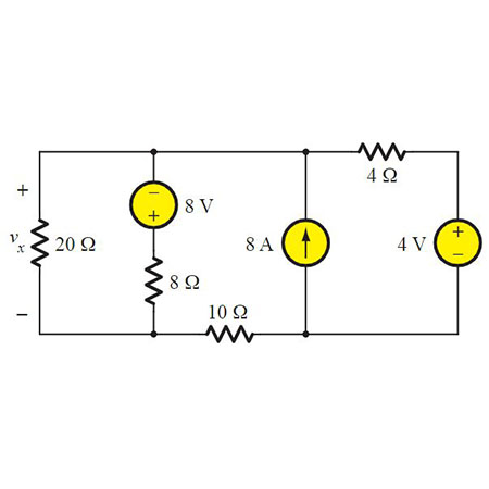 Use the node-voltage method to solve for v_x in the circuit below. Give ...