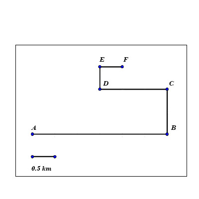 A man walked from point A to F following the route in the grid below in ...