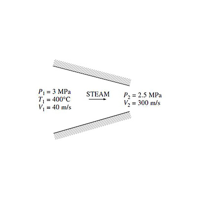 Steam at 3 MPa and 400^oC enters an adiabatic nozzle steadily with a ...
