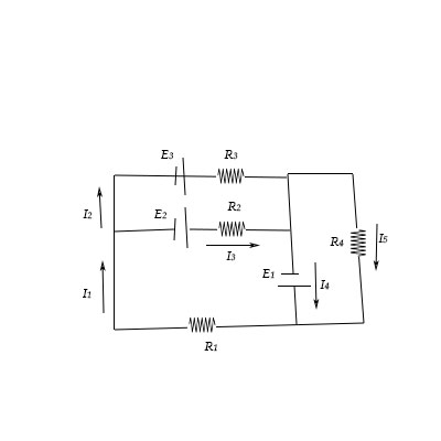 In the diagram the values of R_1,R_2,R_3,R_4 (in \Omega), and the ...