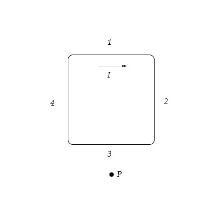 A square loop carrying current I is shown in the figure. a. What is the ...