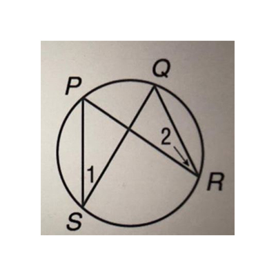 m \angle 1=2x and m \angle2=4x-20. Find m\widehat PQ. | Homework.Study.com