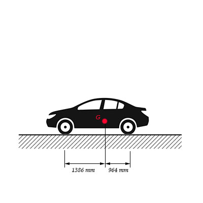 The mass center g of the 1580 \ kg rear-engine car is located as shown ...