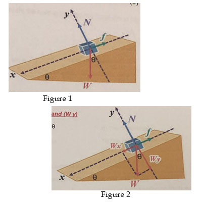 List all the forces acting on the object (Figure 1): a. the weight W=mg ...