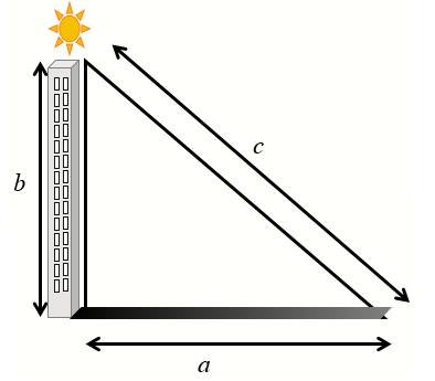 The shadow of a 30-m high building is increasing at the rate of 16 cm ...