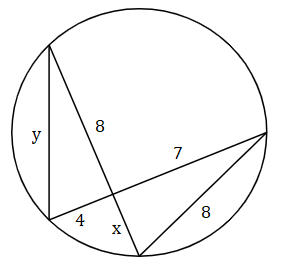 Find x and y in the following circle. | Homework.Study.com