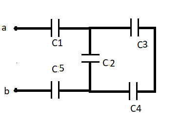 In the figure, C1 = C5 = 8.2 \muF and C2= C3 = C4 = 5.0 \muF . The ...