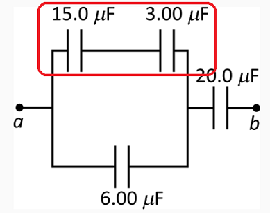 Four capacitors are connected, as shown in the figure below. Find the ...