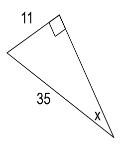 Given the lengths 11 and 35, find the value of angle x in the triangle ...