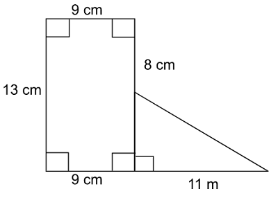 What is the area of the figure below? The figure is not drawn to scale ...