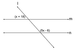 Given m is parallel to n, find the value of x. | Homework.Study.com