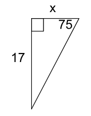 Given the length 17 and angle 75, find the value of x in the triangle ...