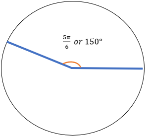 Draw the following angle: frac{5 pi}{6} | Homework.Study.com