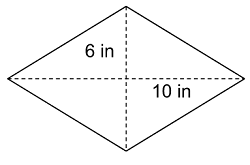 The diagonals of a rhombus are 6 inches and 10 inches (as shown in the ...